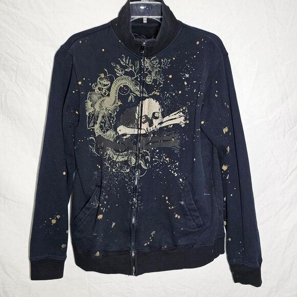 Jackets & Coats | Vintage Y2k Skull Grunge Goth Emo Collared Zip Up ...